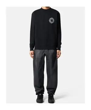 Stone Island Logo Print Crewneck Sweatshirt - Black