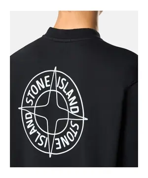 Stone Island Logo Print Crewneck Sweatshirt - Black