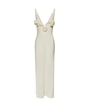 Magda Butrym Crepe High Leg Maxi Dress - Cream