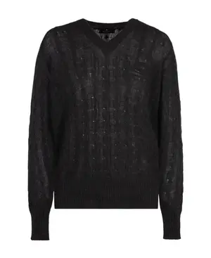 Etro Logo Embroidered V-neck Knitted Jumper - Black