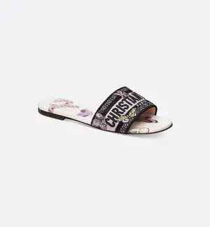 Dior Butterfly Embroidered Slides - Black