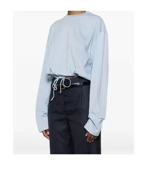 Prada Long Sleeve Crewneck T-shirt With Drawstring Hem