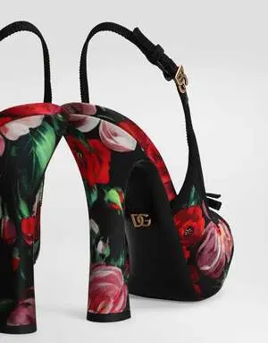 Dolce & Gabbana Floral Print Slingback Heels
