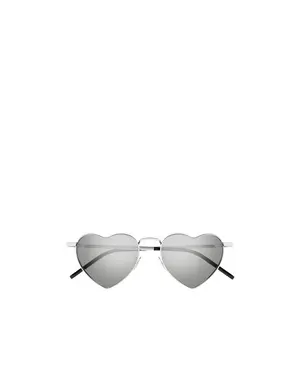 Saint Laurent Loulou Heart Frame Sunglasses - Gray