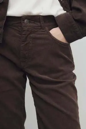 THE ROW Fine Ribbed Trousers - Deep Coffee