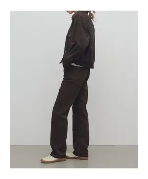 THE ROW Fine Ribbed Trousers - Deep Coffee