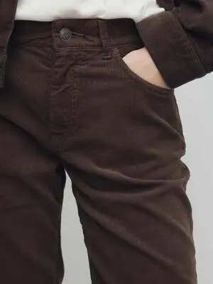 THE ROW Fine Ribbed Trousers - Deep Coffee