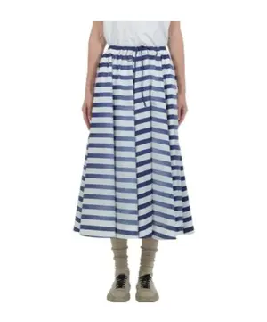 Prada Striped A-line Midi Skirt