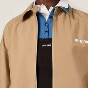 Miu Miu Long-sleeve Zip-up Windbreaker With Classic Collar - Cord