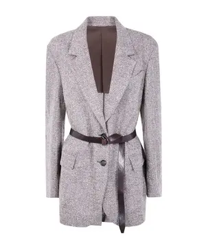 Brunello Cucinelli Herringbone Belted Jacket - No