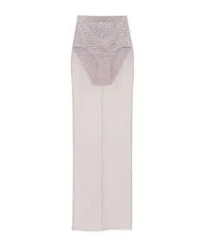 Alex Perry Crystal Embellished Mesh Maxi Skirt