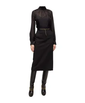 Veronica Beard High Collar Pleated Organza Shirt