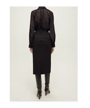 Veronica Beard High Collar Pleated Organza Shirt