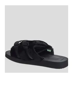 Suicoke Open-toe Patent-leather Booties With Adjustable Straps