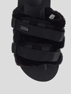 Suicoke Open-toe Patent-leather Booties With Adjustable Straps
