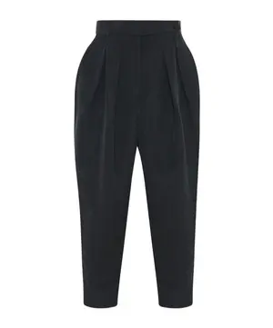THE ROW Pleated Tapered Leg Silk Trousers