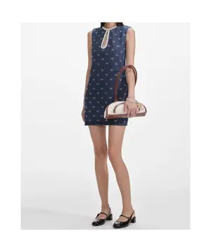 SELF-PORTRAIT Crystal-bow Embellished Denim Mini Dress