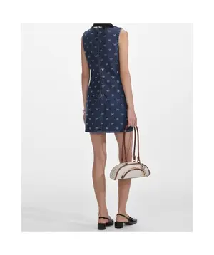 SELF-PORTRAIT Crystal-bow Embellished Denim Mini Dress
