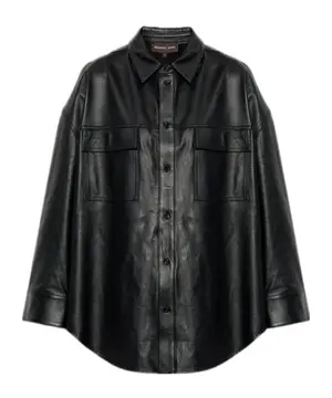 Michael Kors Oversized Buttoned Leather Jacket
