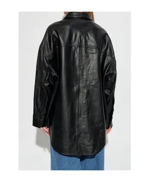 Michael Kors Oversized Buttoned Leather Jacket
