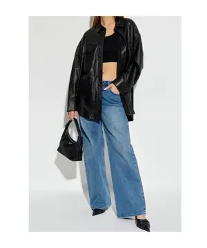 Michael Kors Oversized Buttoned Leather Jacket