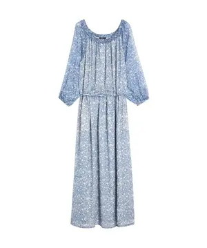 Max Mara Printed Georgette Off-the-shoulder Maxi Dress - Blue