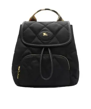 Burberry Quilted Horseshoe Drawstring Backpack - Black