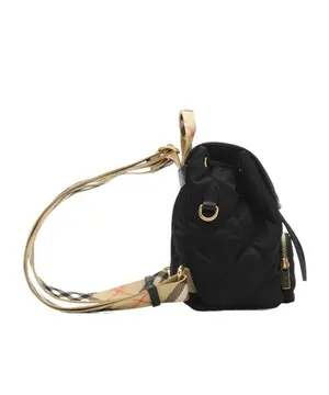 Burberry Quilted Horseshoe Drawstring Backpack - Black