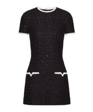 Valentino Garavani Glaze Tweed Short Dress With Contrast Trim