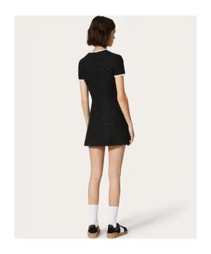 Valentino Garavani Glaze Tweed Short Dress With Contrast Trim