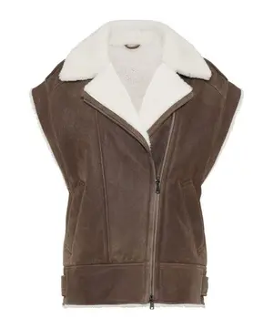 Brunello Cucinelli Shearling Zip-up Vest