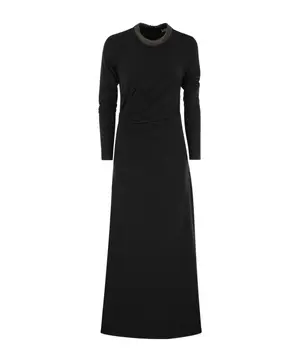 Brunello Cucinelli Crewneck Draped Dress - Black