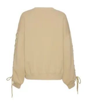 ROTATE BY BIRGER CHRISTENSEN Lace-up Sleeve Embroidered Logo Sweatshirt - Nude