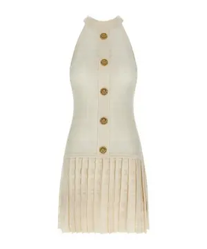 BALMAIN Balmain Sleeveless High Collar Dress With Lion Head Buttons
