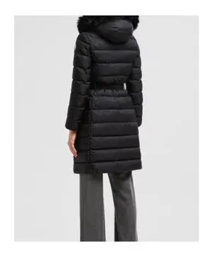 Moncler Khloe Belted Jacket With Hood And Fur Trim
