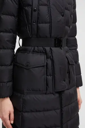 Moncler Khloe Belted Jacket With Hood And Fur Trim