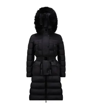 Moncler Khloe Belted Jacket With Hood And Fur Trim