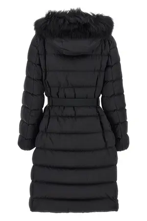 Moncler Khloe Belted Jacket With Hood And Fur Trim