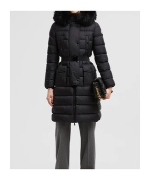 Moncler Khloe Belted Jacket With Hood And Fur Trim
