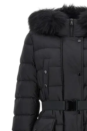 Moncler Khloe Belted Jacket With Hood And Fur Trim