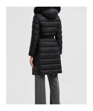 Moncler Khloe Belted Jacket With Hood And Fur Trim