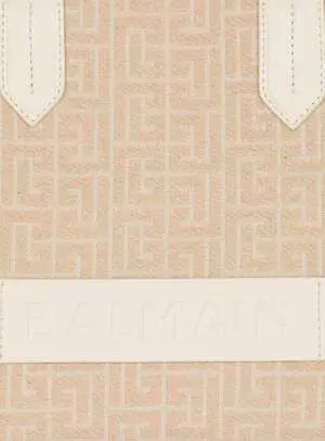 Balmain B-army 36 Monogrammed Canvas Jacquard And Leather Tote Bag - Beige