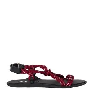 Miu Miu Logo-embossed Flat Sandals - Green