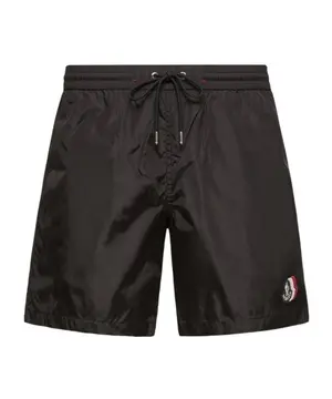 Moncler Logo Patch Drawstring Swim Shorts - Black