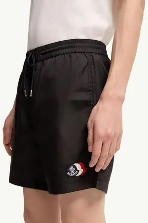 Moncler Logo Patch Drawstring Swim Shorts - Black