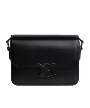 Celine Classique Triomphe Bag In Shiny Calfskin - Black
