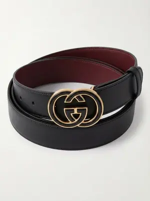 Gucci Interlocking G Buckle Leather Belt - Black, Red