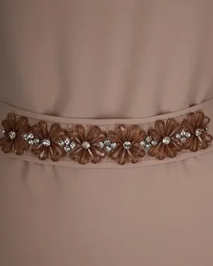 P.a.r.o.s.h Long Sleeve Round Neck Top With Embellished Belt