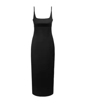 Staud Square Neckline Maxi Dress With Slit Detail - Black