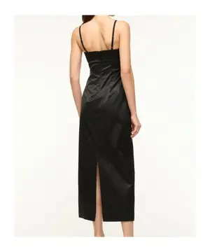 Staud Square Neckline Maxi Dress With Slit Detail